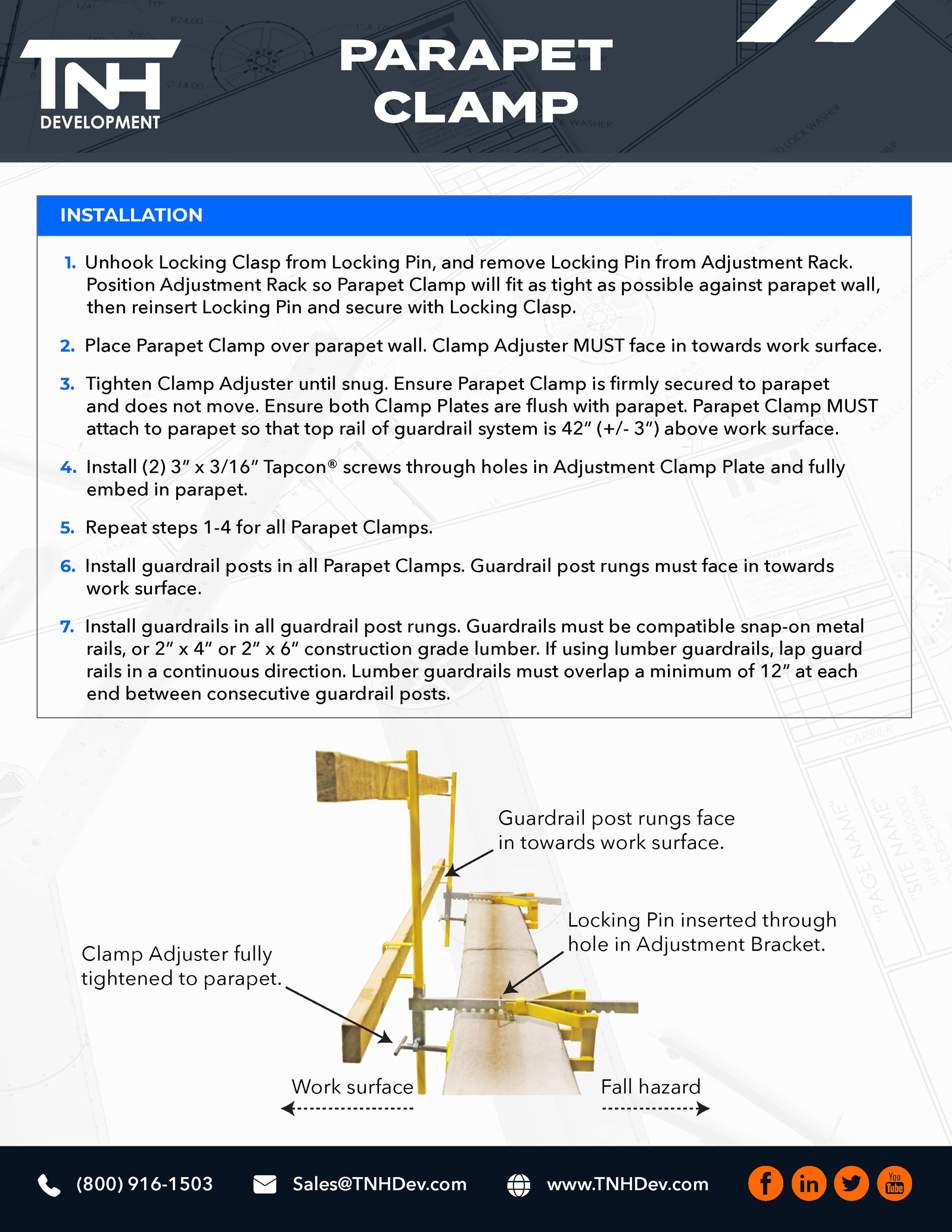Parapet Clamps ($20.00 PER 8' WEEKLY RENTAL) - TNH Development