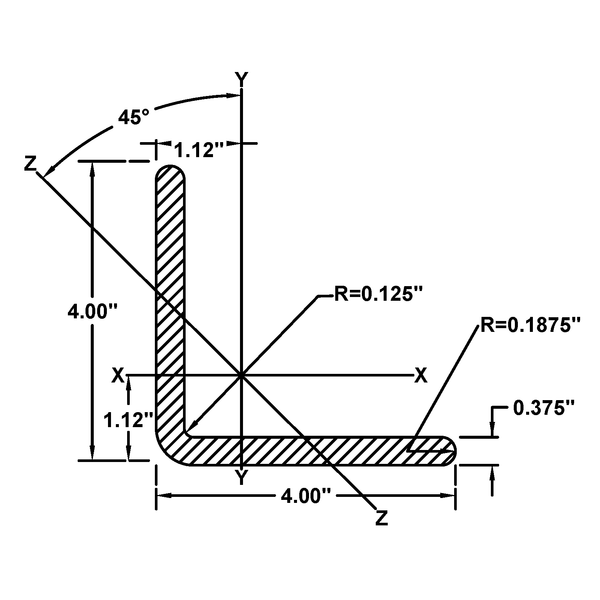 Equal Length Angle 4" x 3/8" x 20' - TNH Development