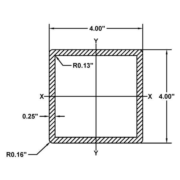 Square Tube 4" x 1/4" x 20' - TNH Development