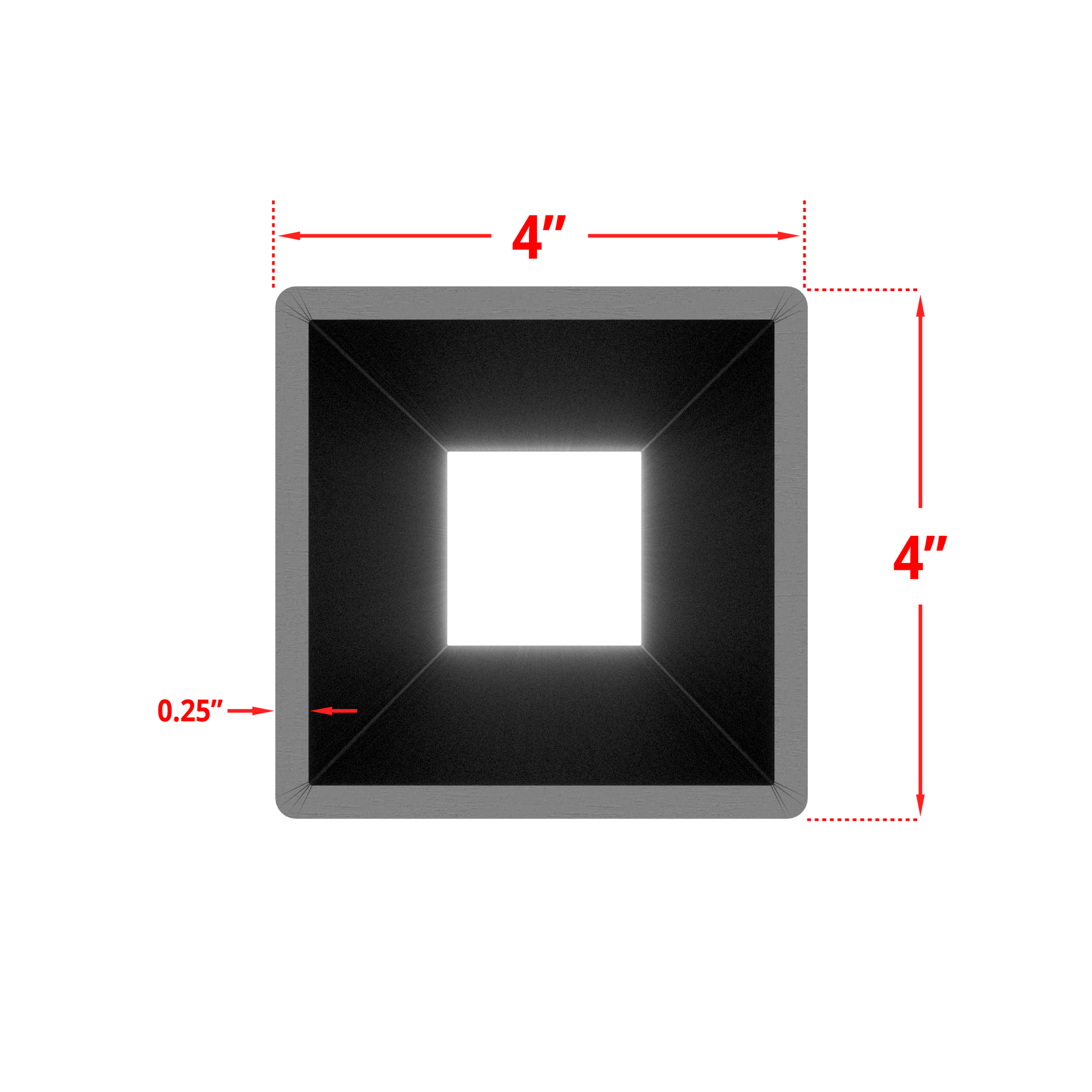 Square Tube 4" x 1/4" x 20' - TNH Development