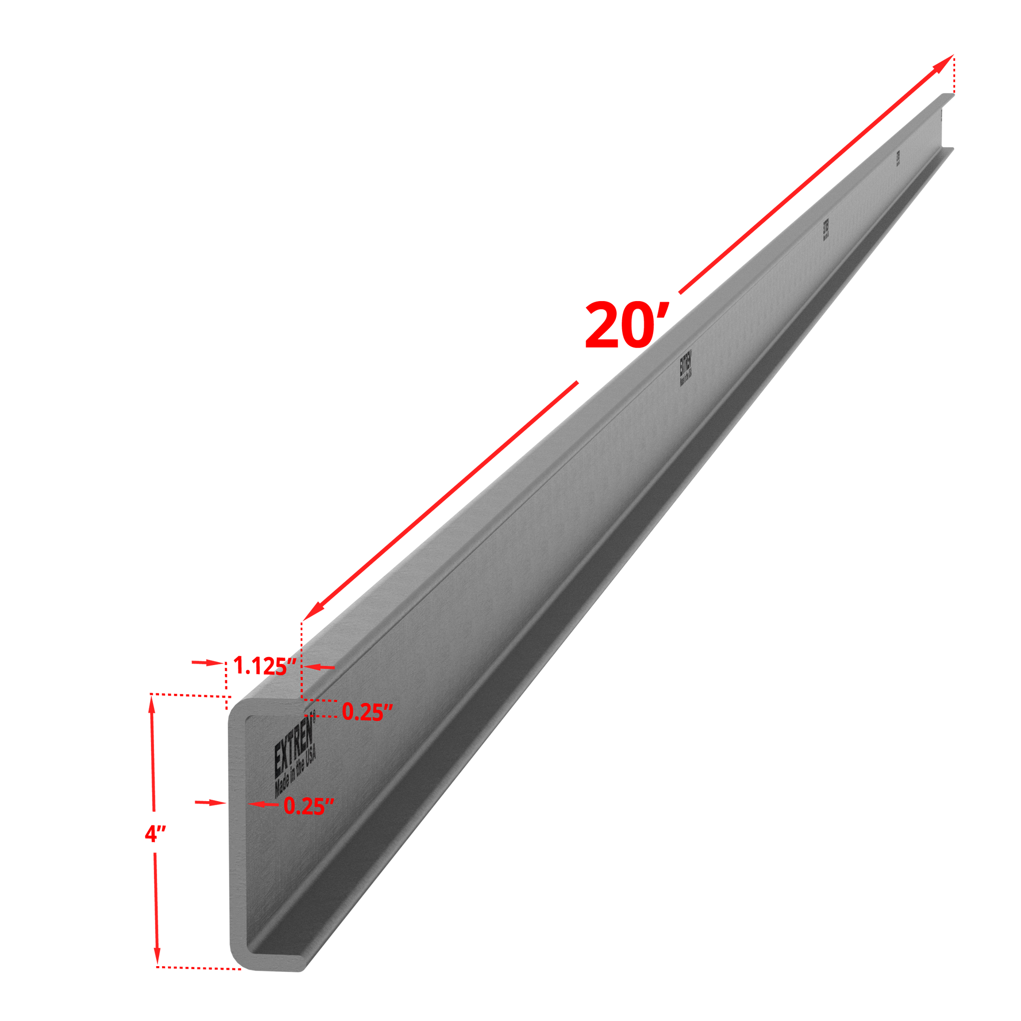 Channel 4" x 1-1/8" x 1/4" x 20' - TNH Development