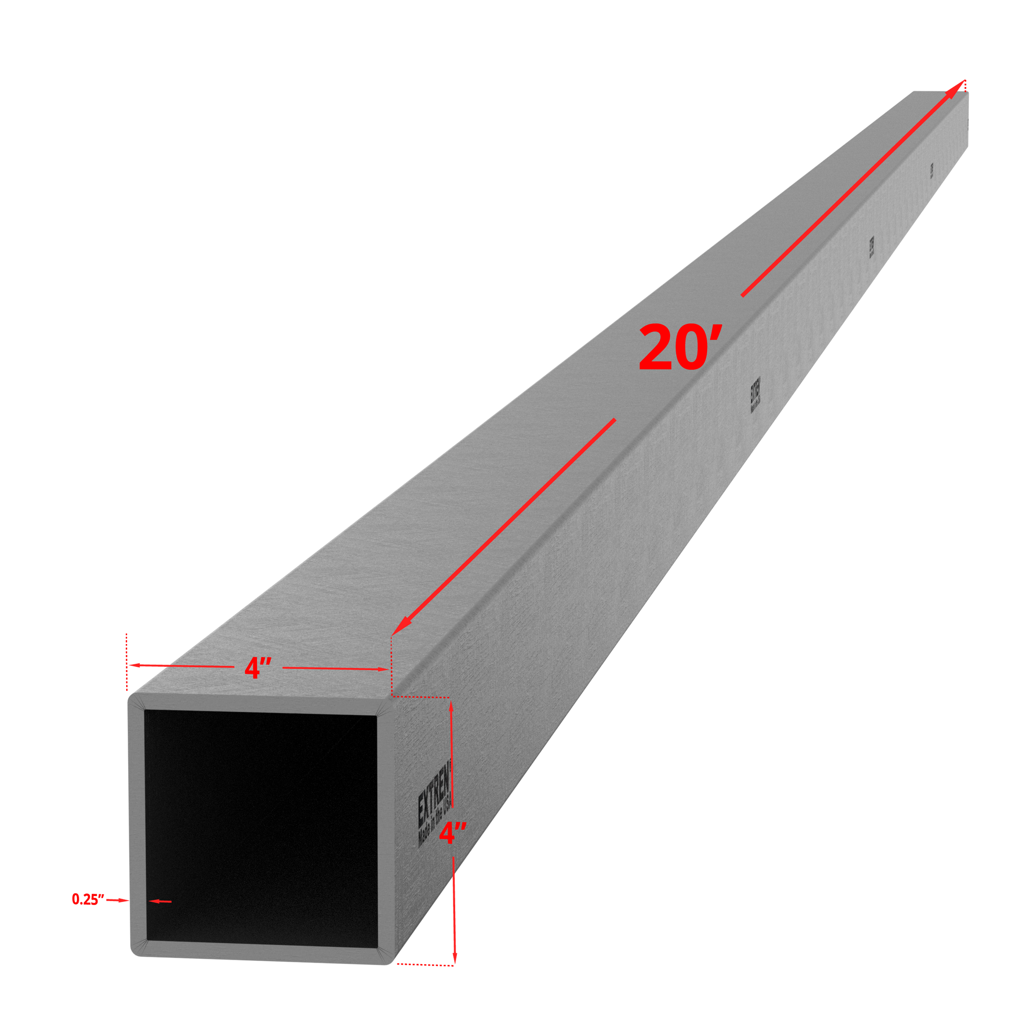Square Tube 4" x 1/4" x 20' - TNH Development