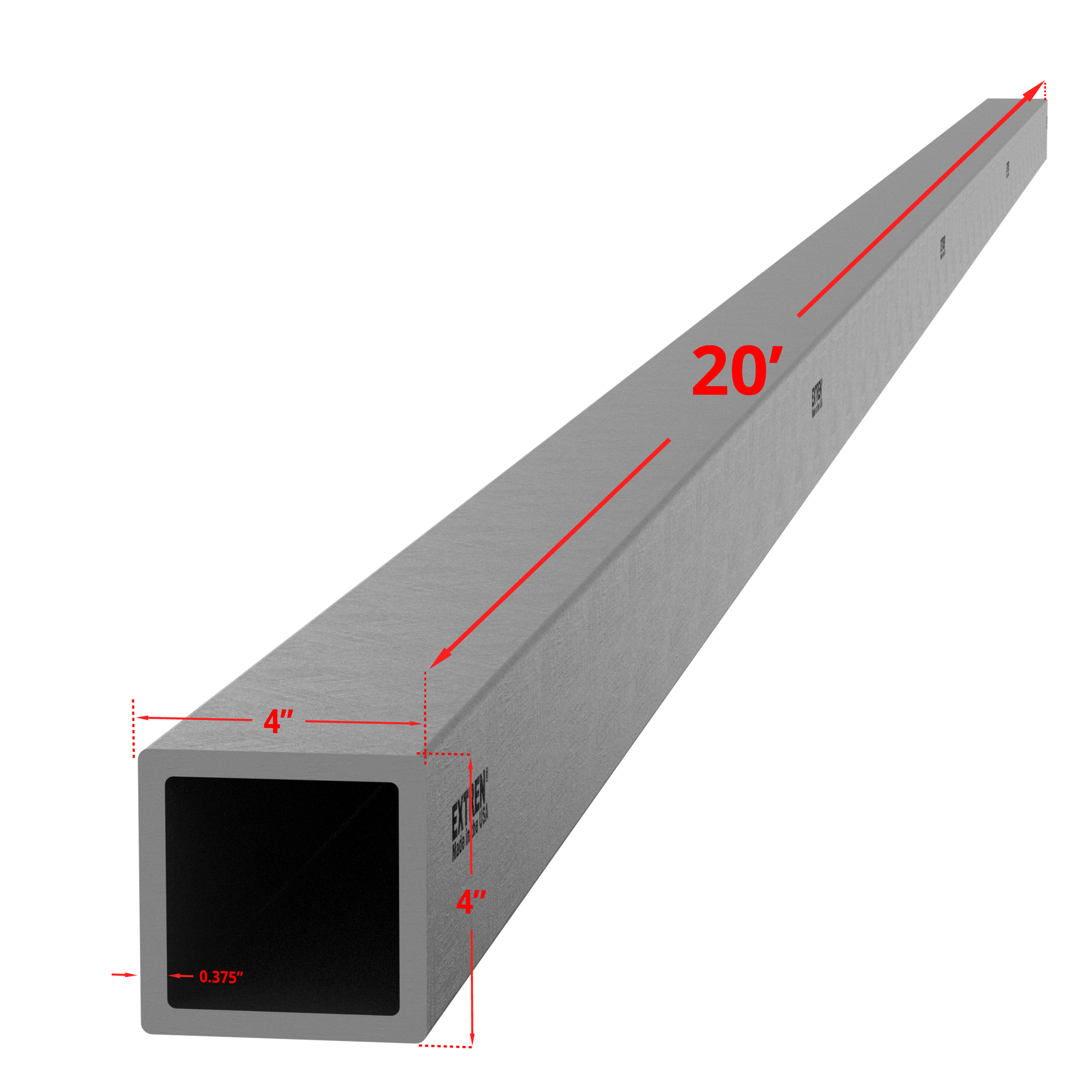Square Tube 4" x 3/8" x 20' - TNH Development