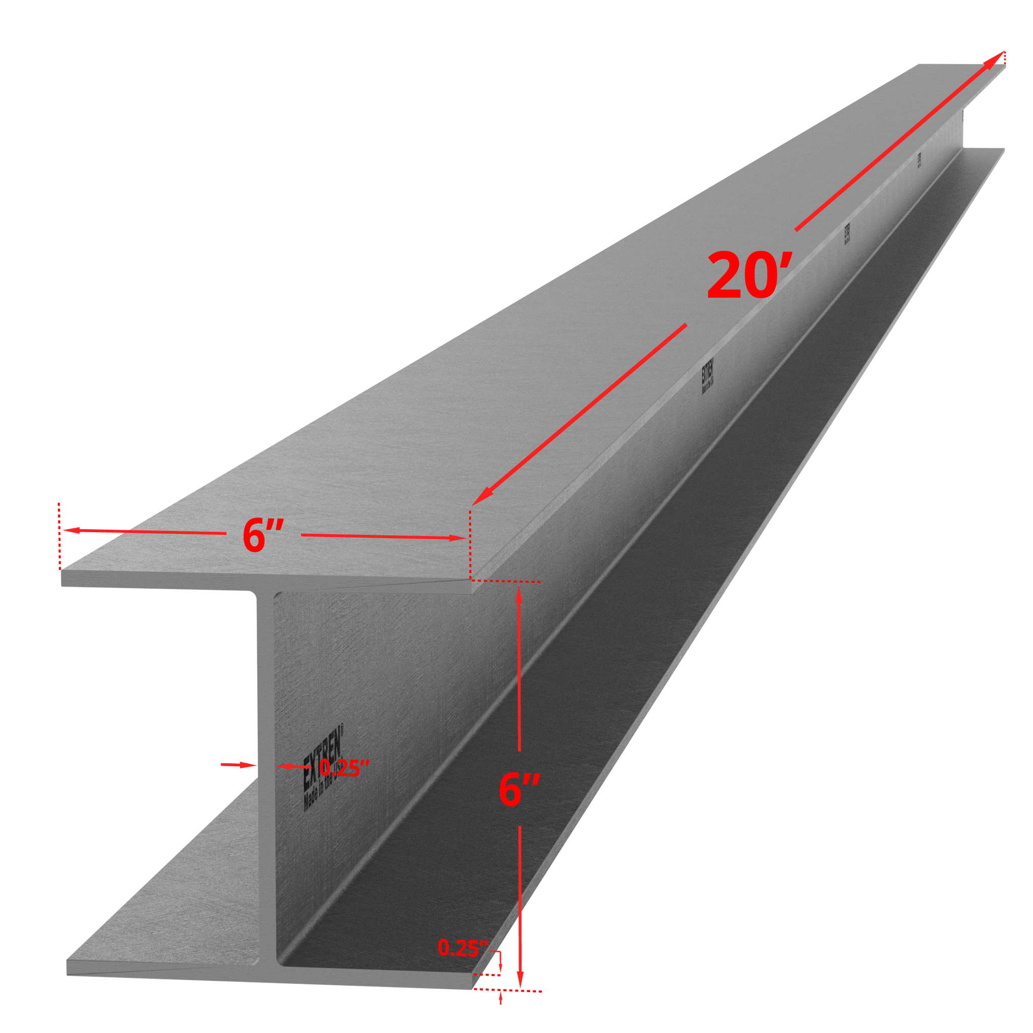 Wide Flange Beam 6" x 1/4" x 20' - TNH Development