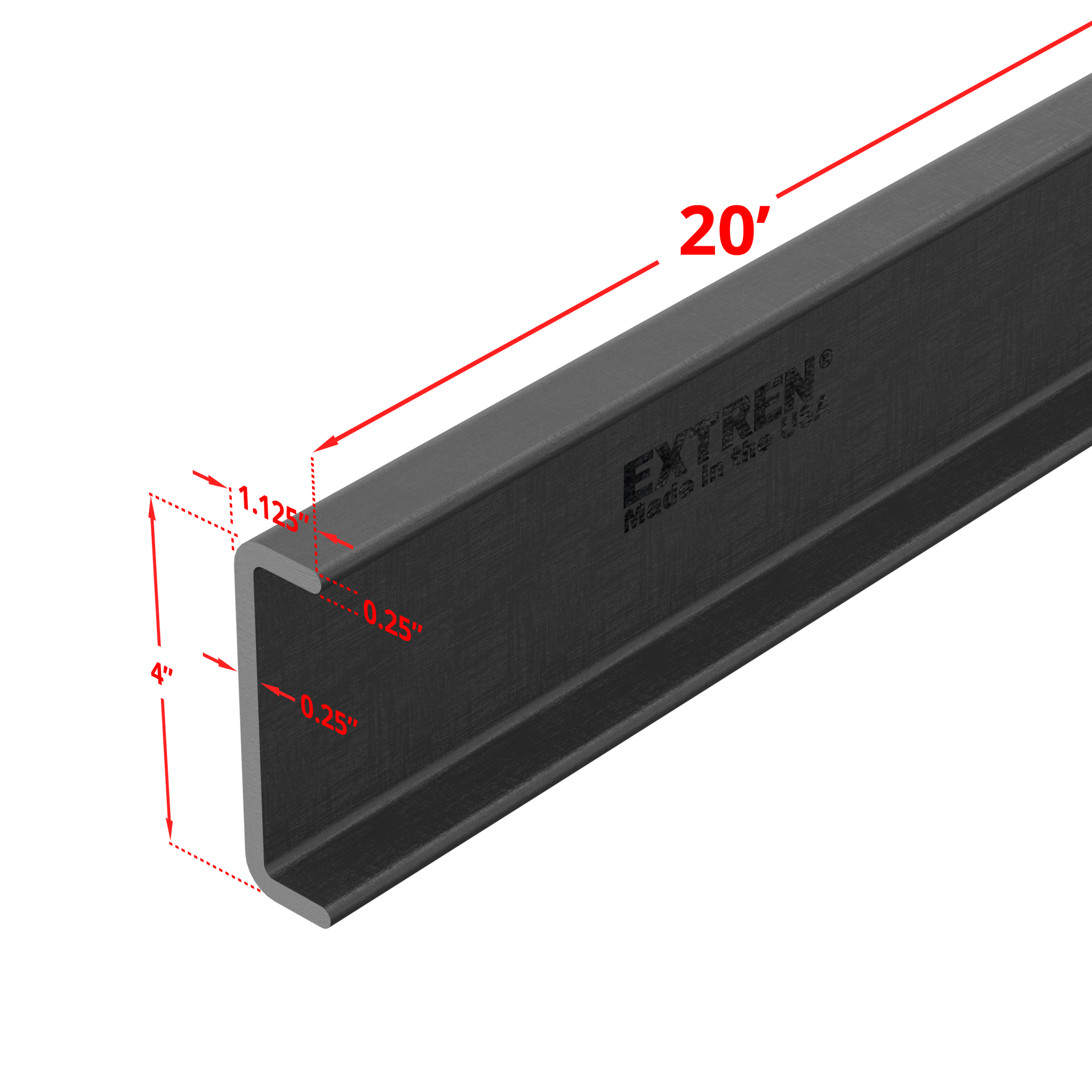 Channel 4" x 1-1/8" x 1/4" x 20' - TNH Development